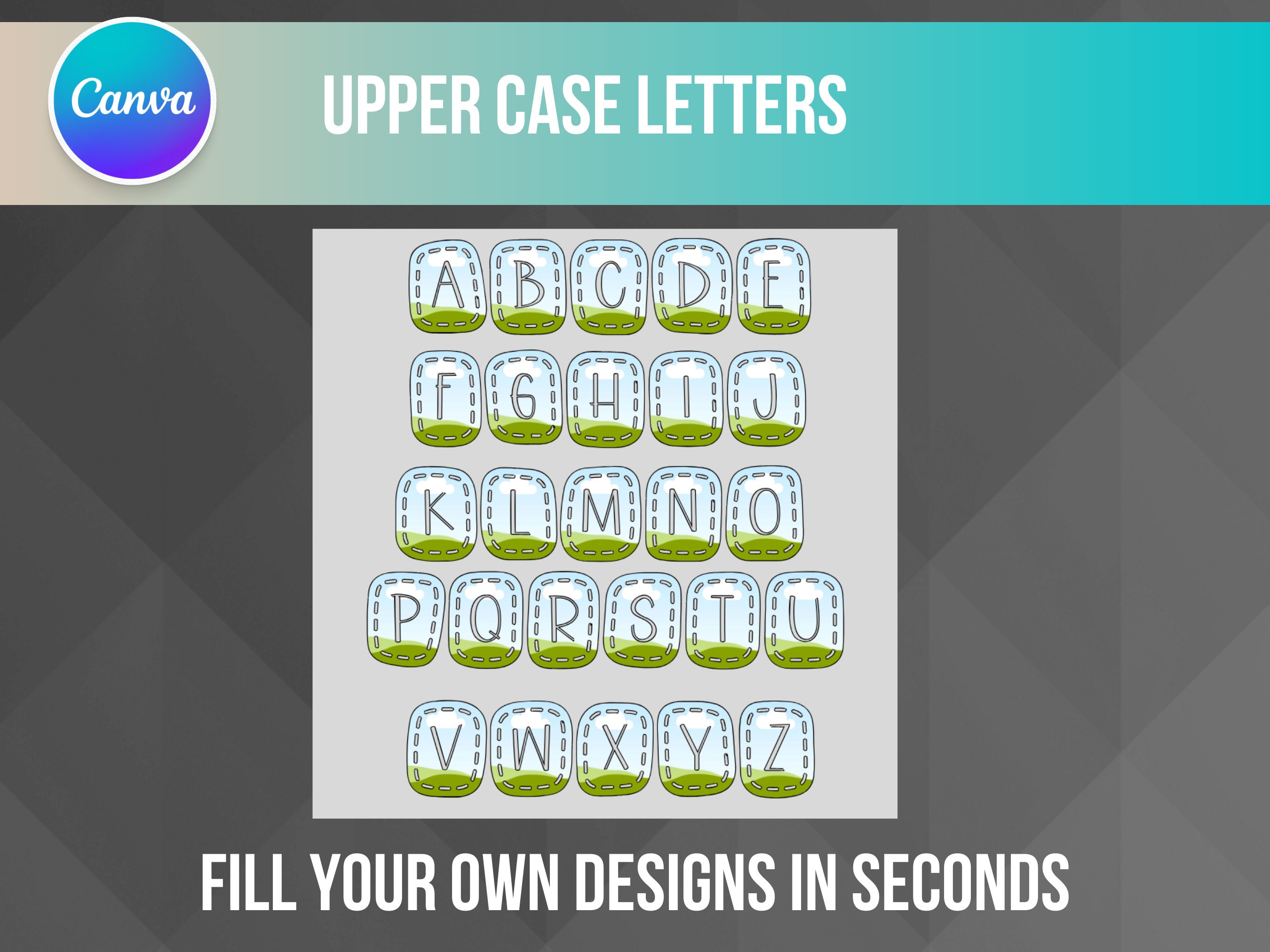 Canva Frame Alphabet, Editable Template, Canva Frame Stitch Letters ...