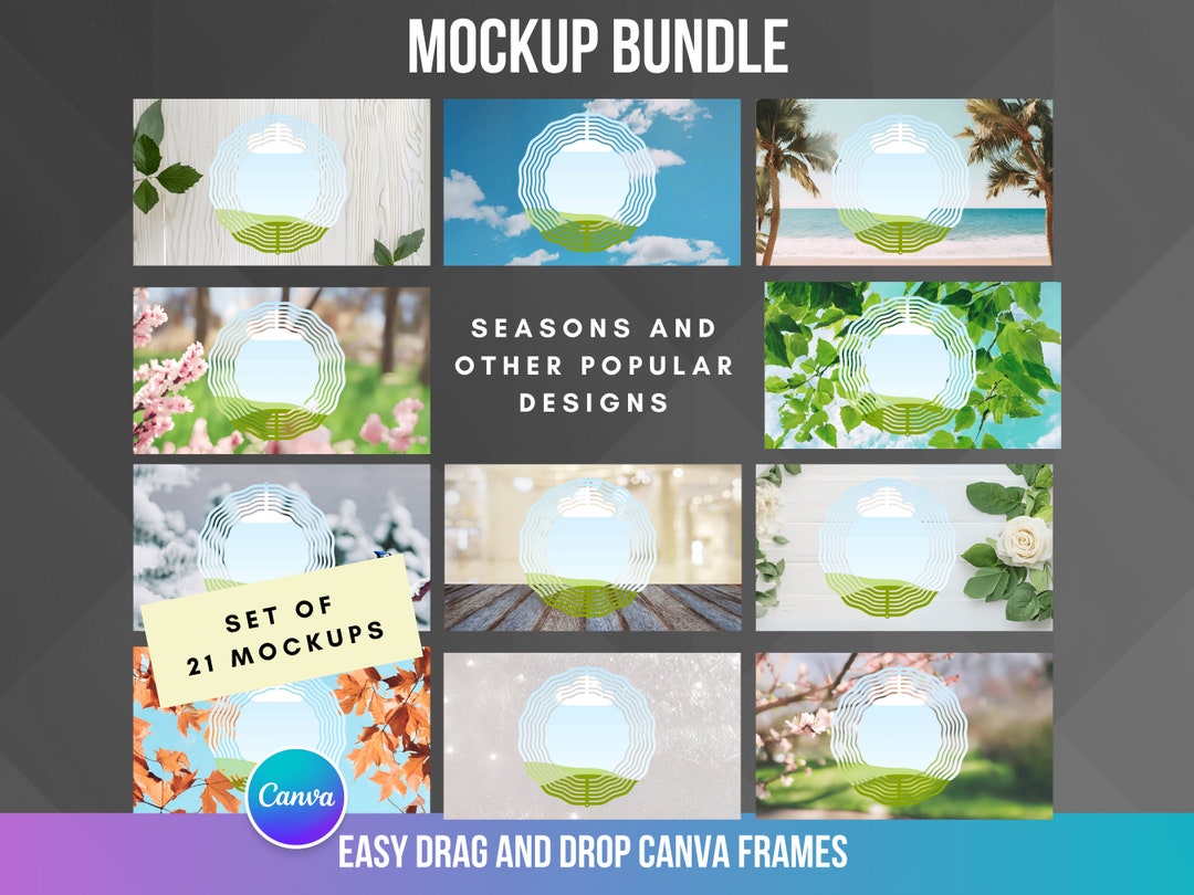Wind Spinner Mockup Template Bundle, Four Seasons, Outdoor, Floral ...