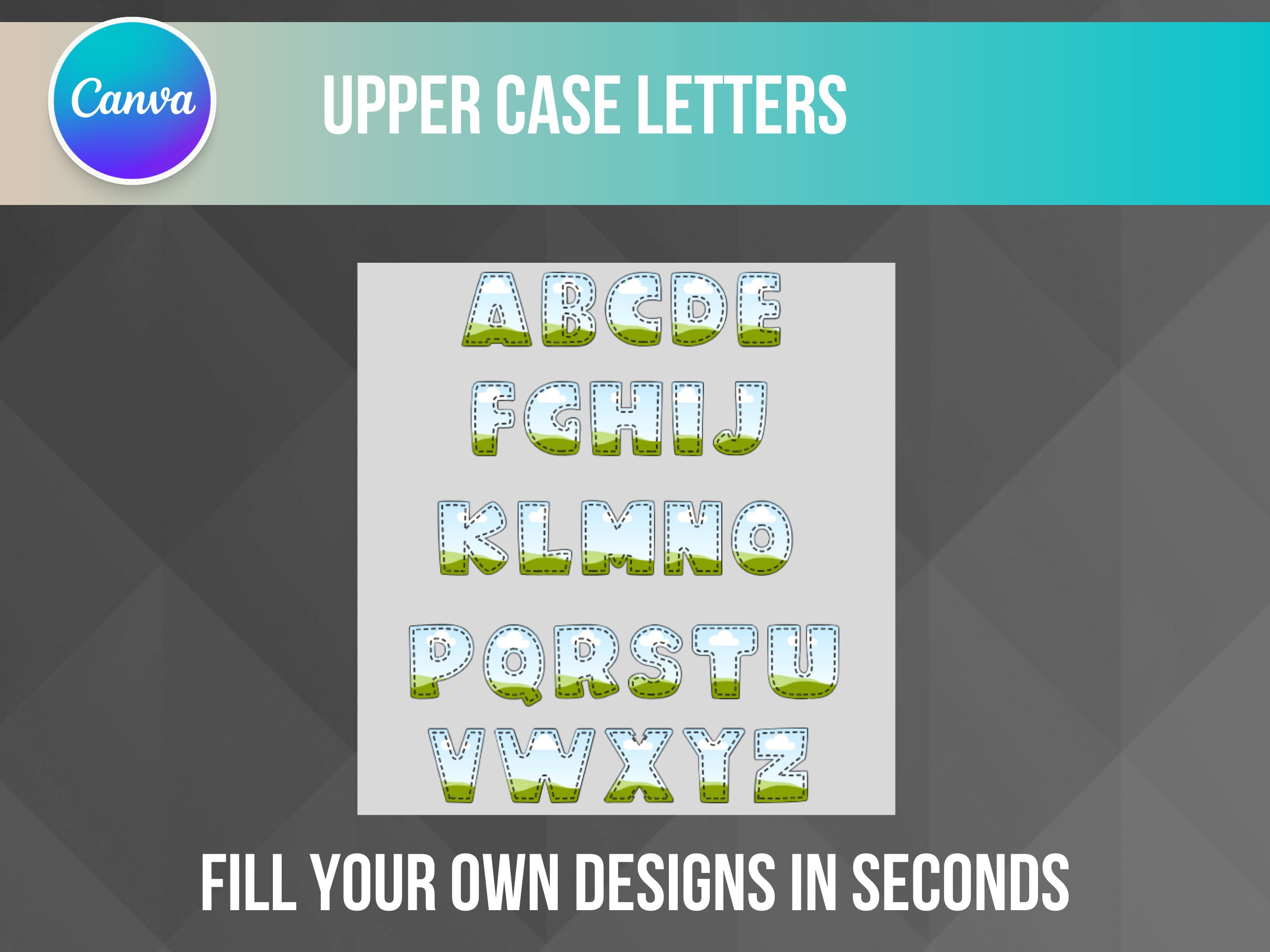 Canva Frame Alphabet, Editable Template, Canva Frame Stitch Letters ...