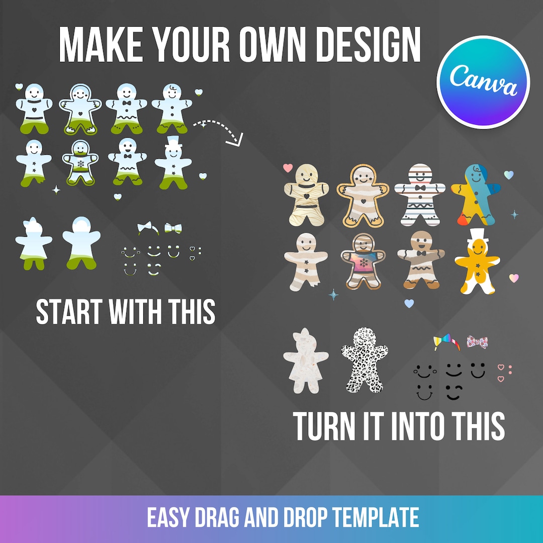 Canva Frames Gingerbread Boy and Girl, Editable Template, Canva Frame ...