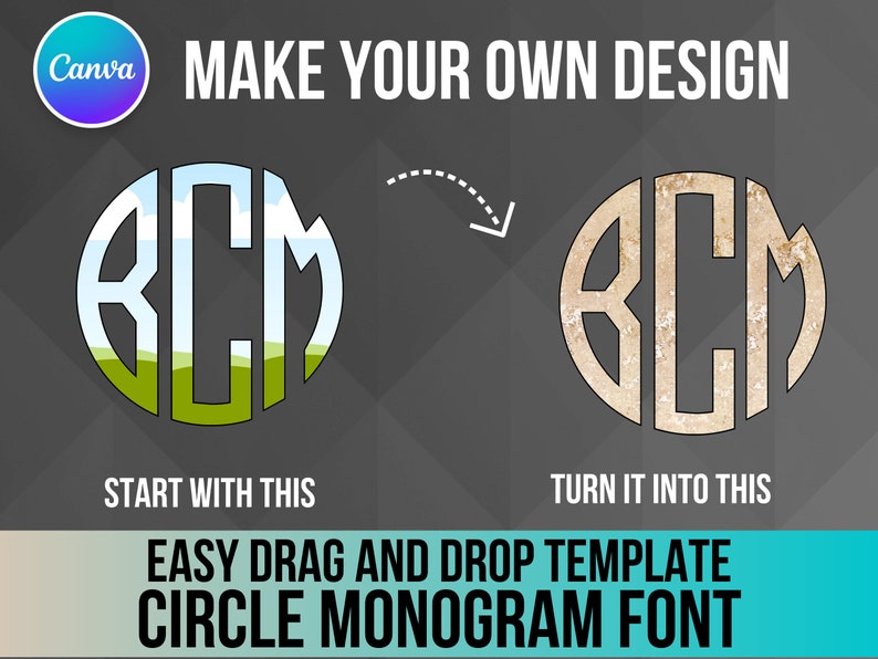 Canva Frame Monograms, Editable Template, Canva Frame Circle Monograms ...