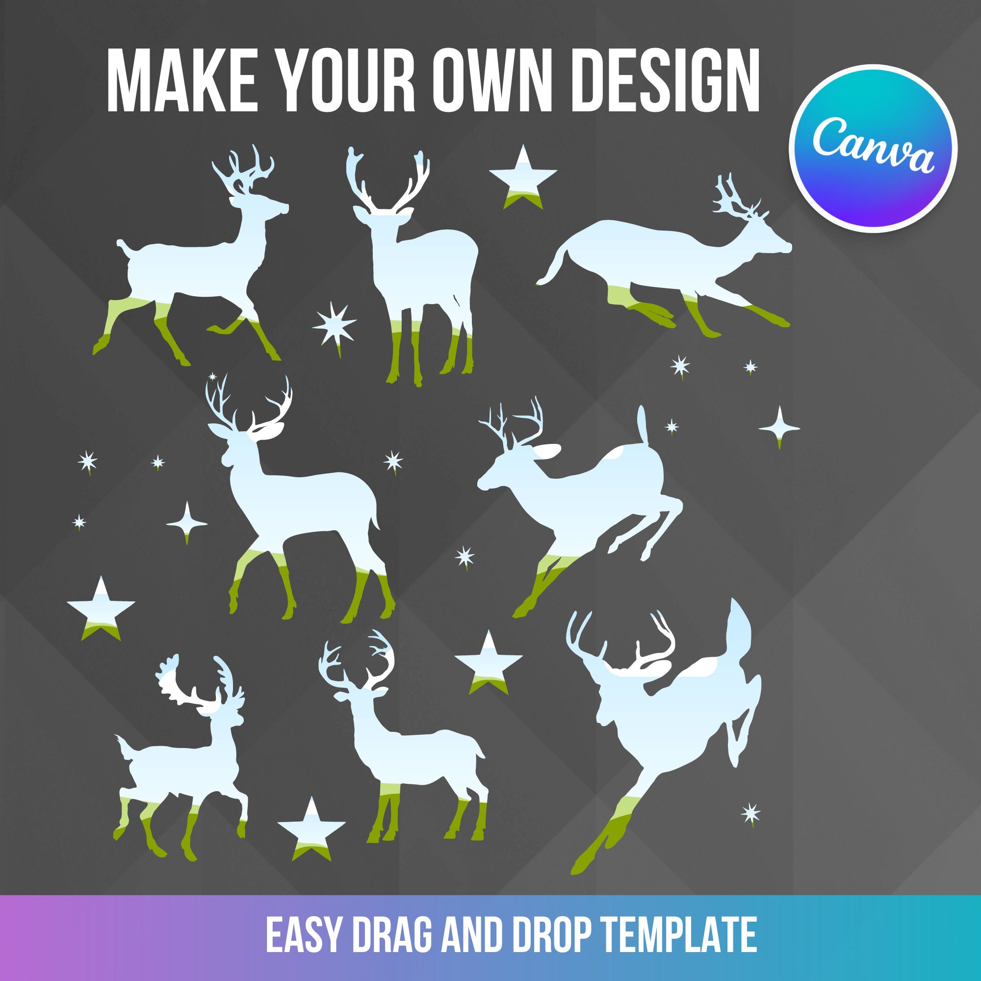 Canva Frames Reindeers, Editable Template, Canva Frame Christmas, Fill ...