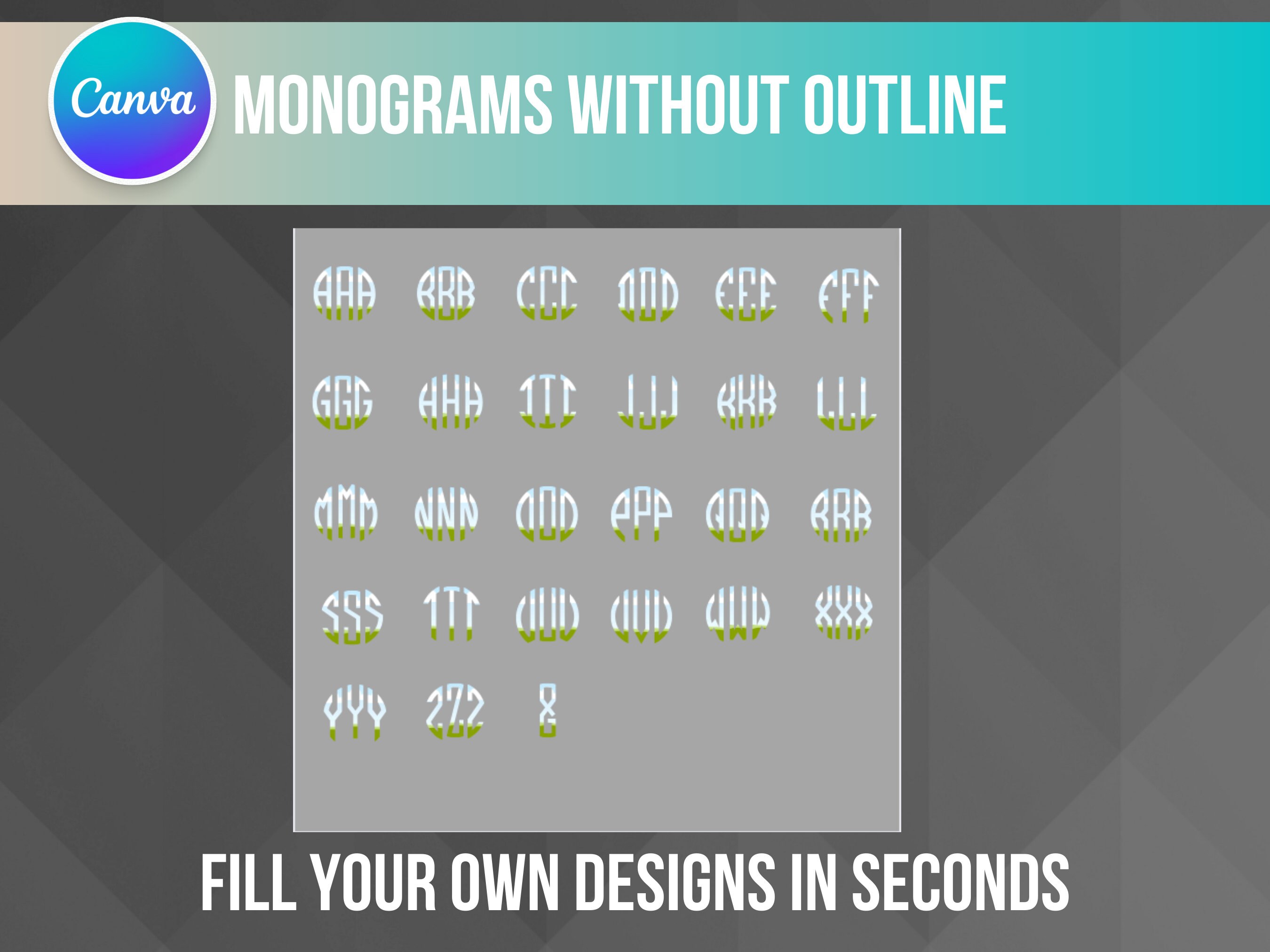Canva Frame Monograms, Editable Template, Canva Frame Circle Monograms ...