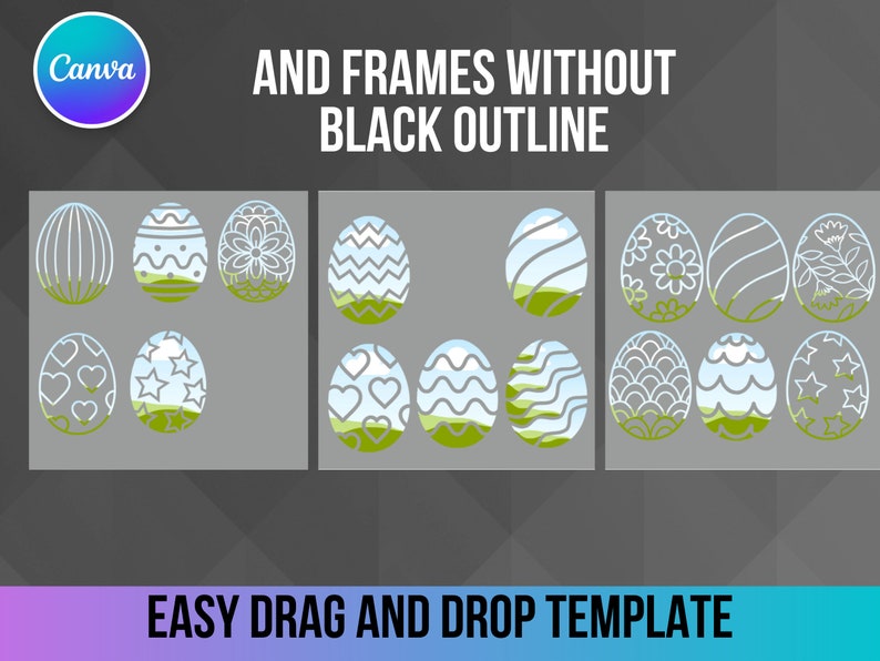 Canva Frames Easter Egg Bundle, Doodle Egg, Editable Canva Frames ...