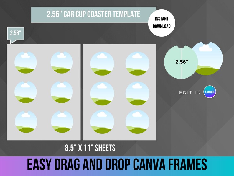 Car Coaster Template, Car Cup Coaster Template Bundle, Mockup Template ...