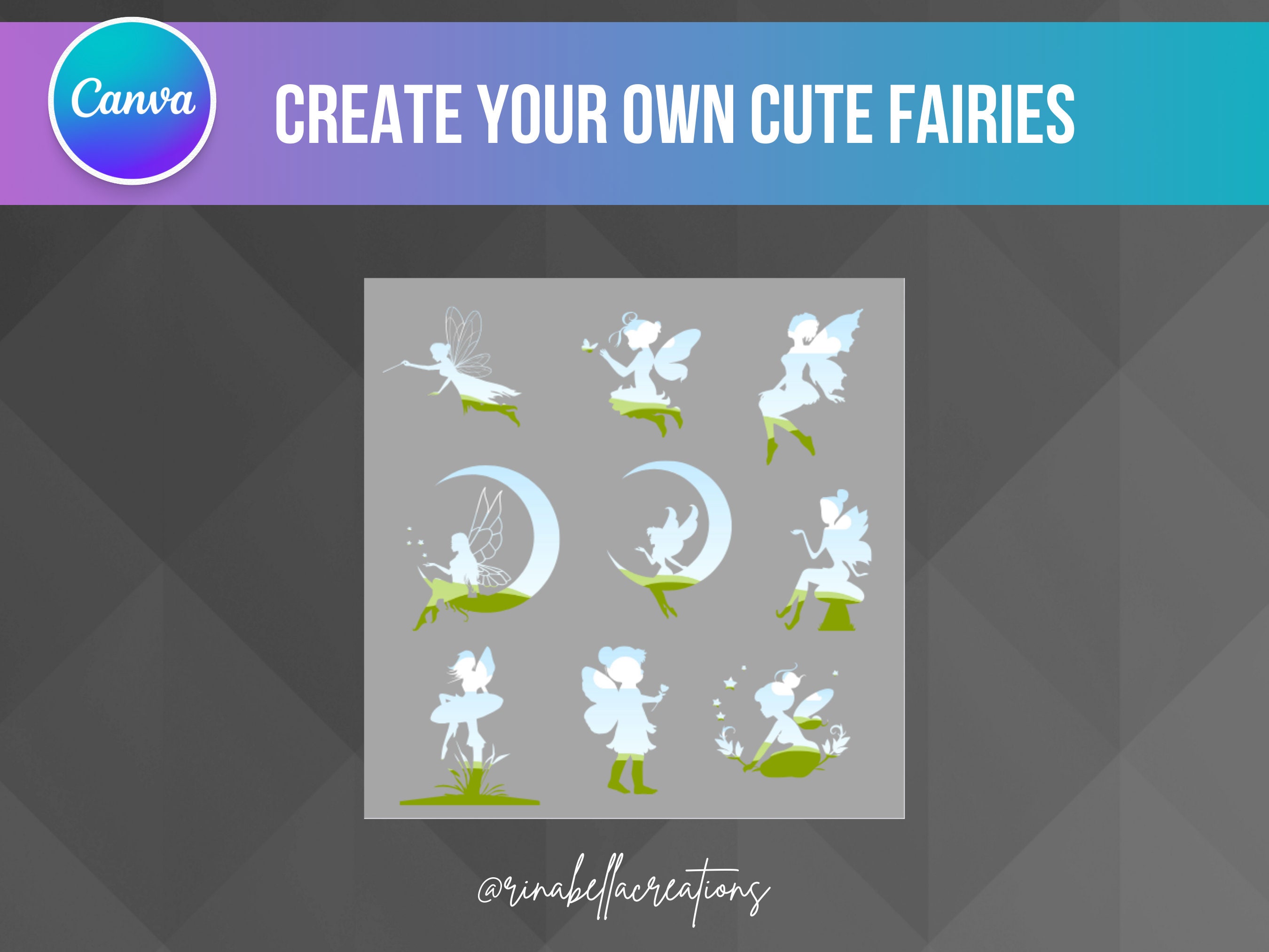 Fairy Canva Frames, Garden Fairies Bundle Canva Frame Template ...