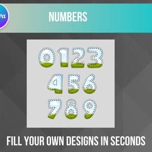 Canva Frame Numbers and Symbols, Editable Template, Canva Frame Stitch ...