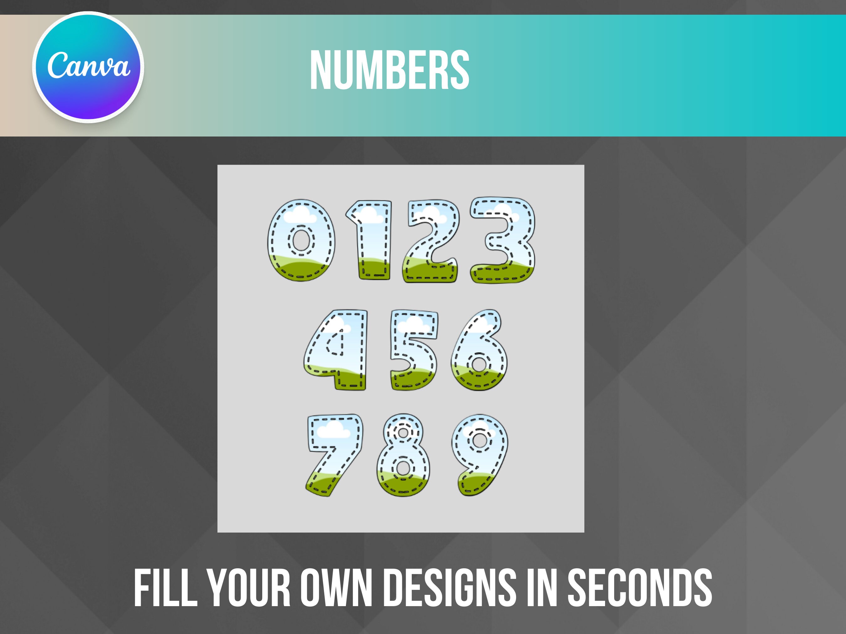 Canva Frame Numbers and Symbols, Editable Template, Canva Frame Stitch ...