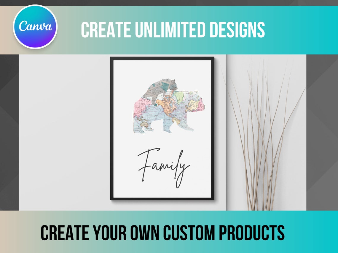 Bear Canva Frames, Bears, Mama Bear and Cub, Sunglasses, Bear Bundle ...