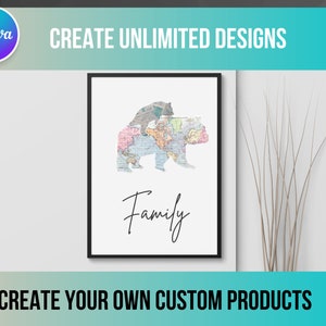 Bear Canva Frames, Bears, Mama Bear and Cub, Sunglasses, Bear Bundle ...