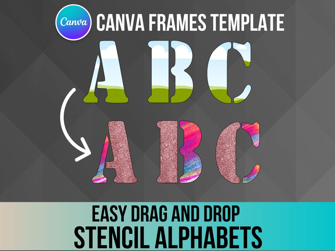 Canva Frame Stencil Alphabet and Numbers Font, Editable Template, Canva ...