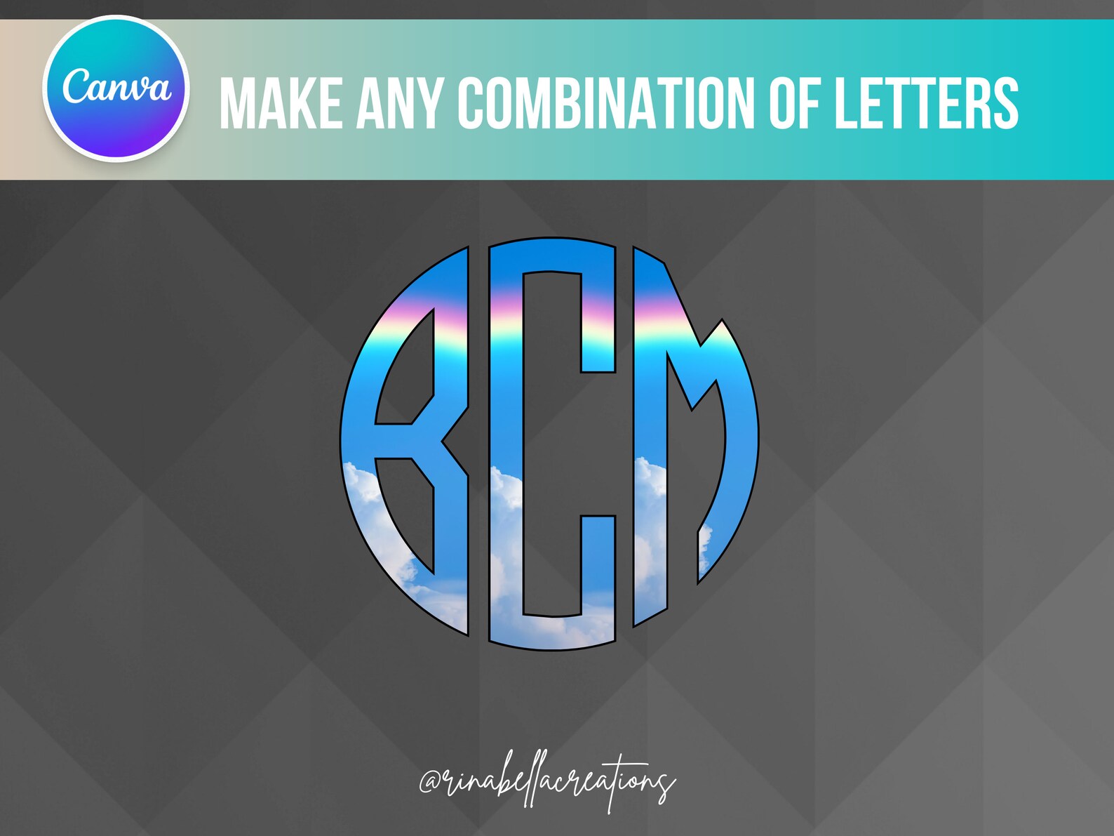 Canva Frame Monograms, Editable Template, Canva Frame Circle Monograms ...