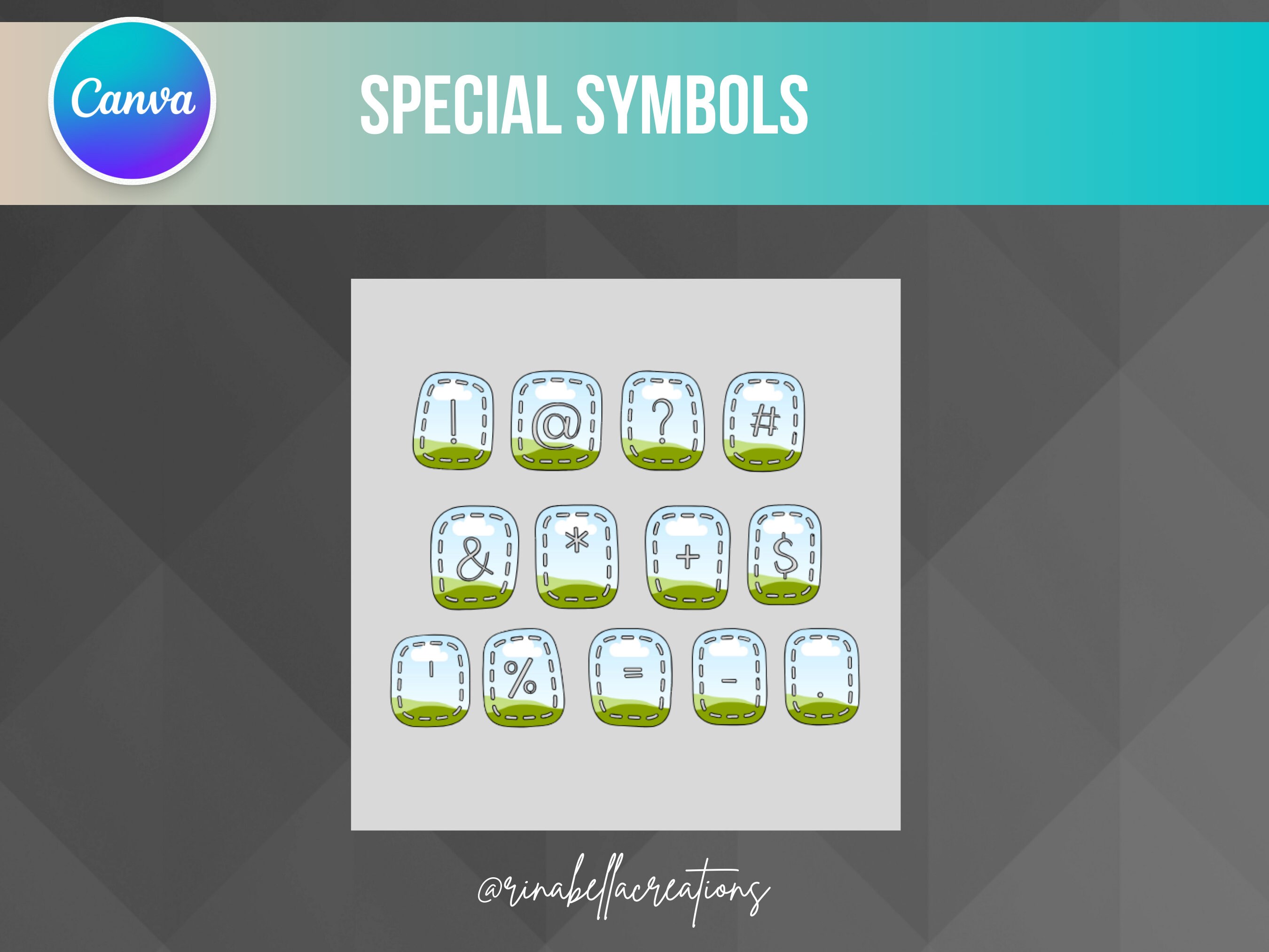 Canva Frame Numbers and Symbols, Editable Template, Canva Frame Stitch ...