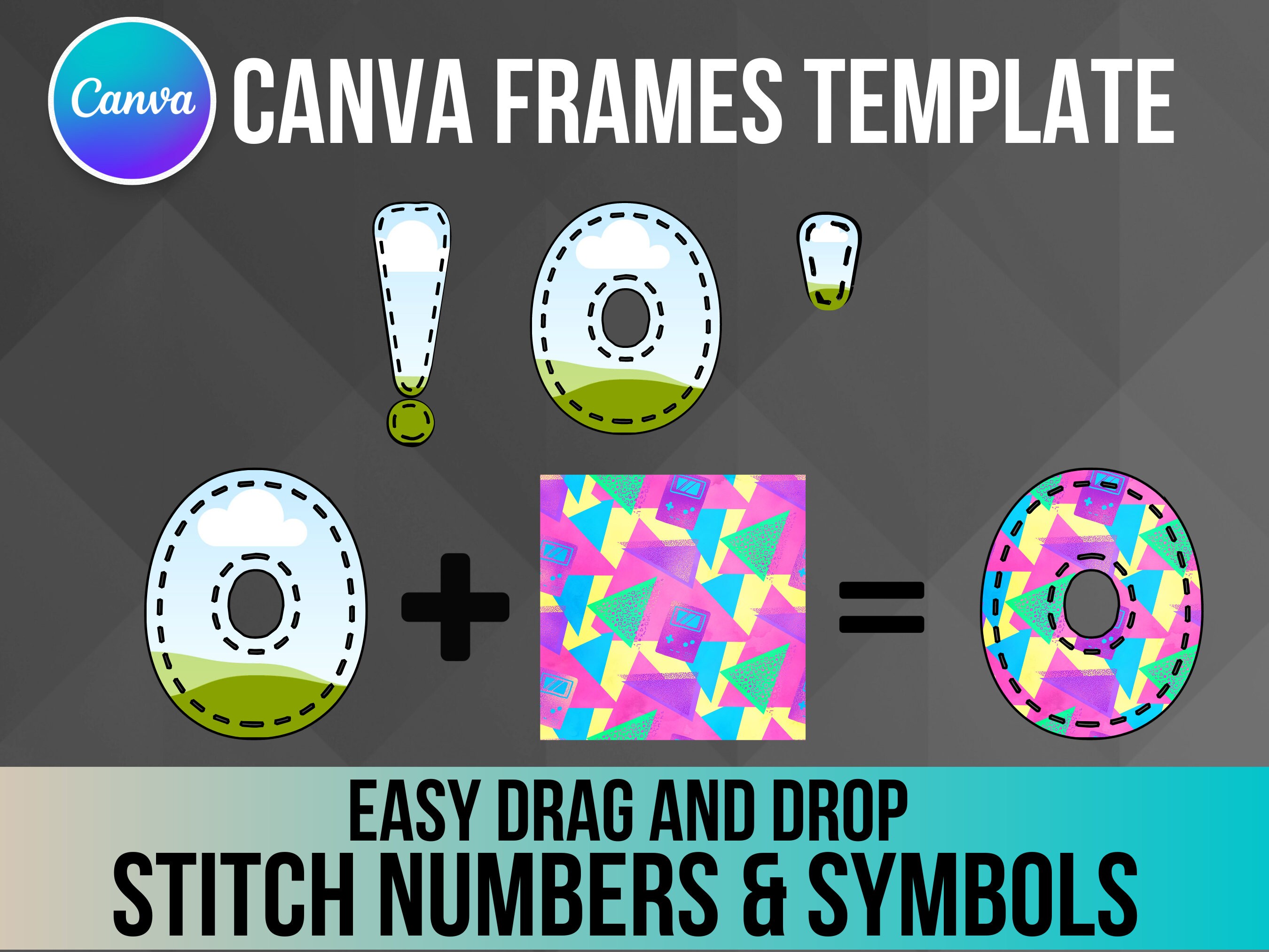 Canva Frame Numbers and Symbols, Editable Template, Canva Frame Stitch ...