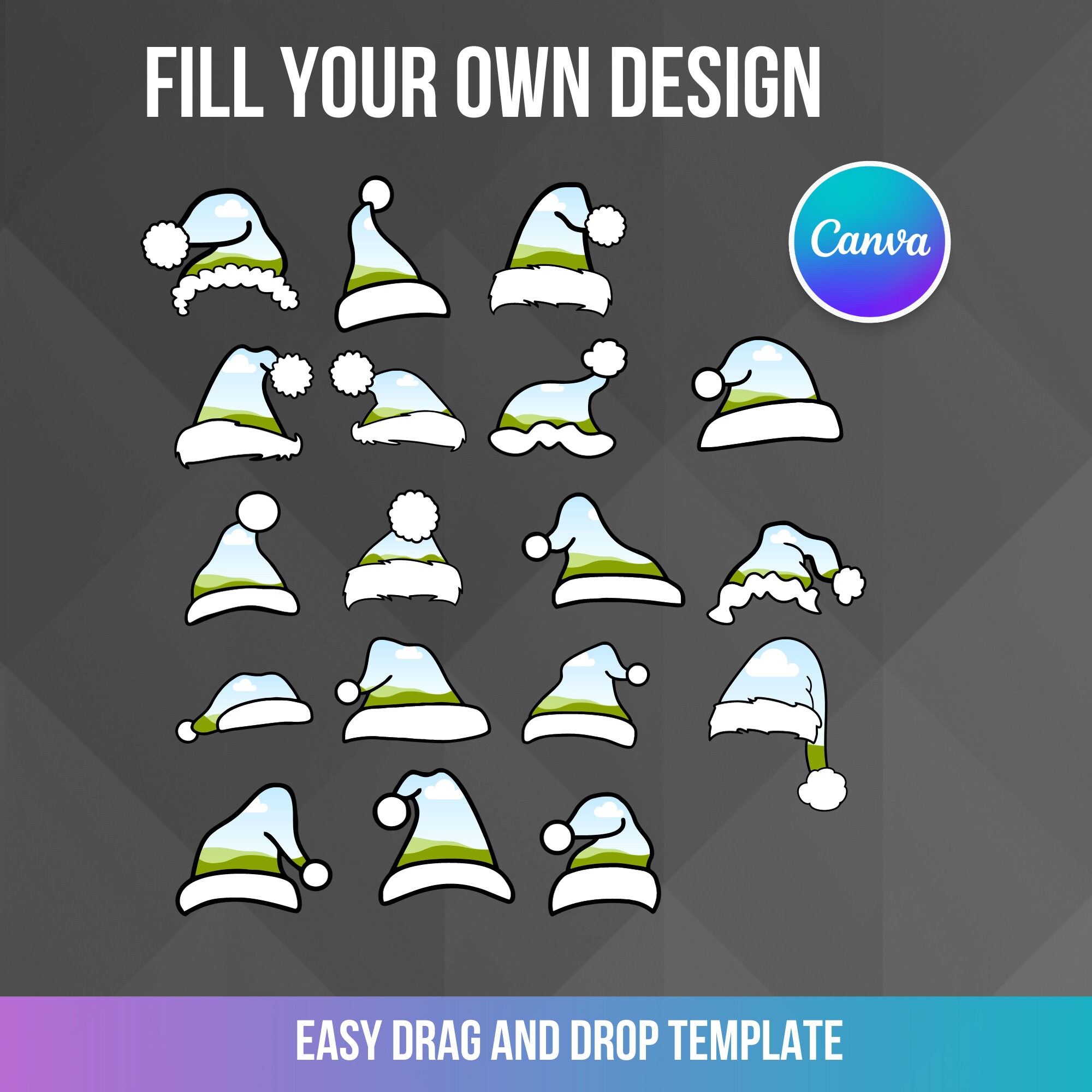 Canva Frames Santa Hat, Editable Template, Canva Frame Christmas, Fill ...