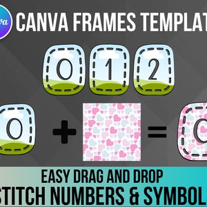 Canva Frame Numbers and Symbols, Editable Template, Canva Frame Stitch ...