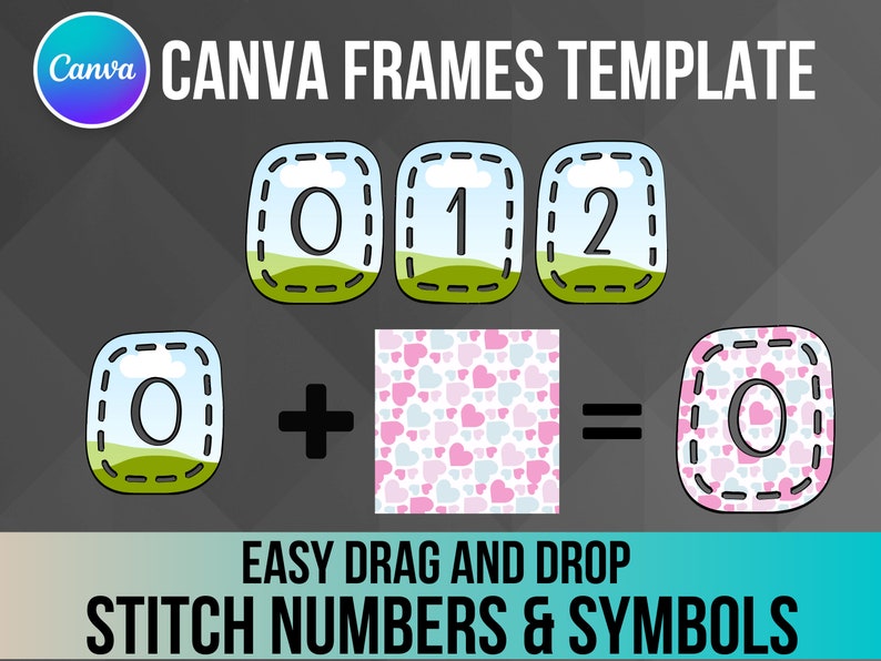 Canva Frame Numbers and Symbols, Editable Template, Canva Frame Stitch ...