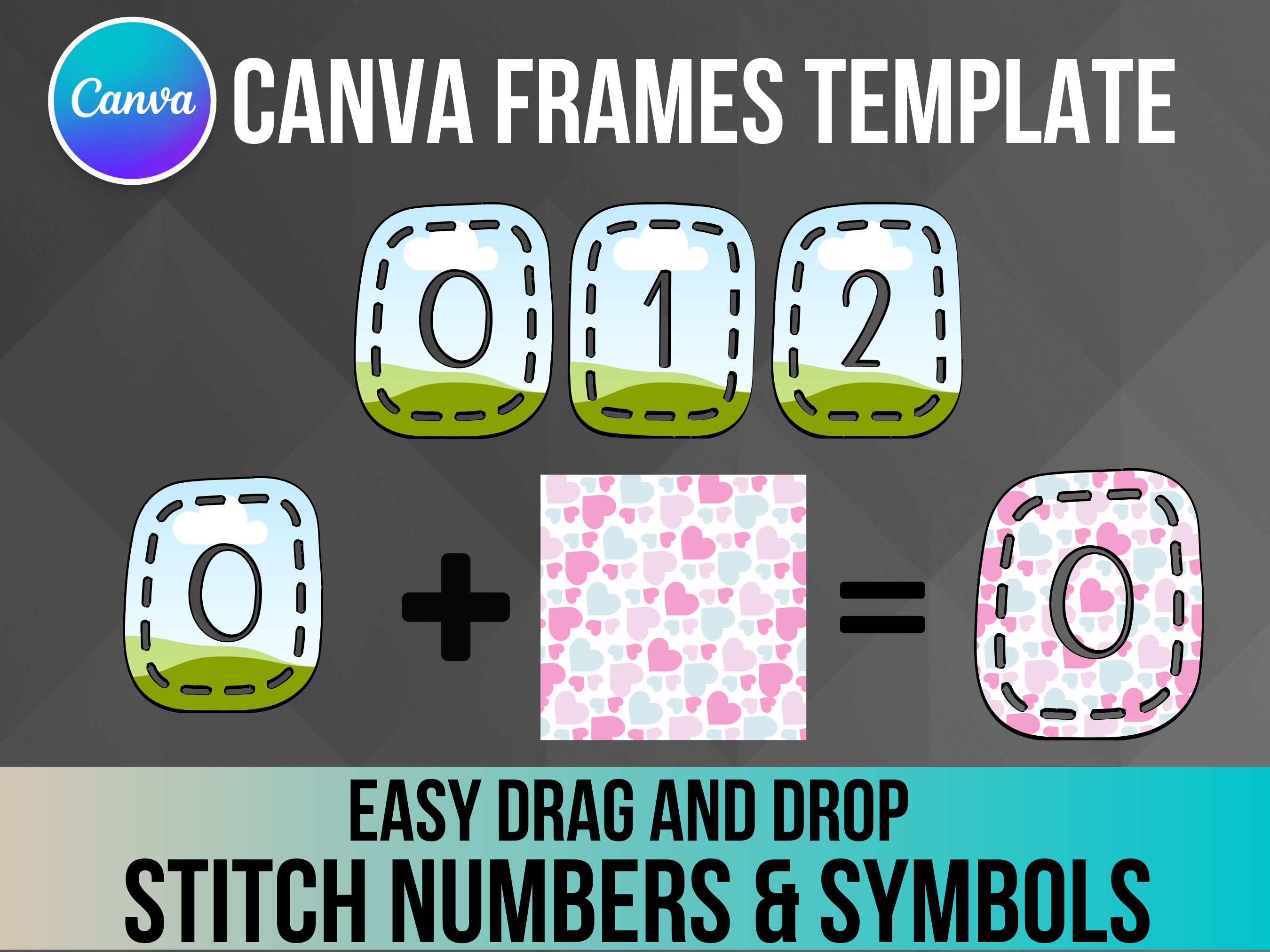 Canva Frame Numbers and Symbols, Editable Template, Canva Frame Stitch ...