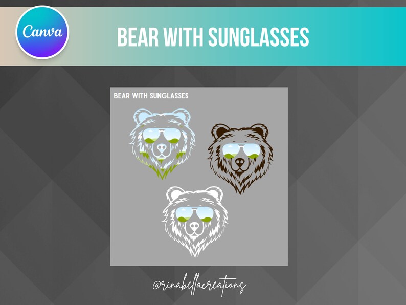 Bear Canva Frames, Bears, Mama Bear and Cub, Sunglasses, Bear Bundle ...