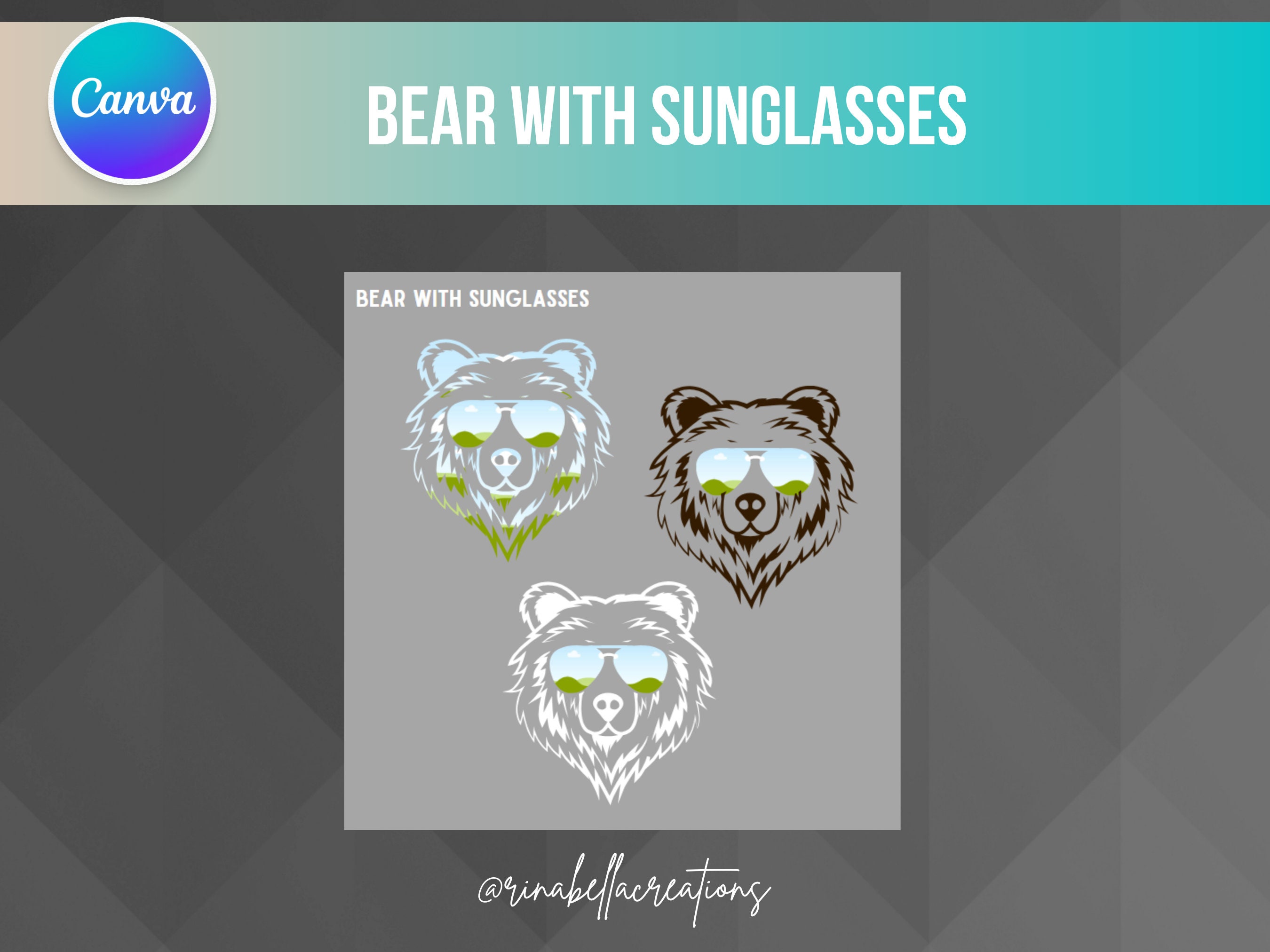 Bear Canva Frames, Bears, Mama Bear and Cub, Sunglasses, Bear Bundle ...