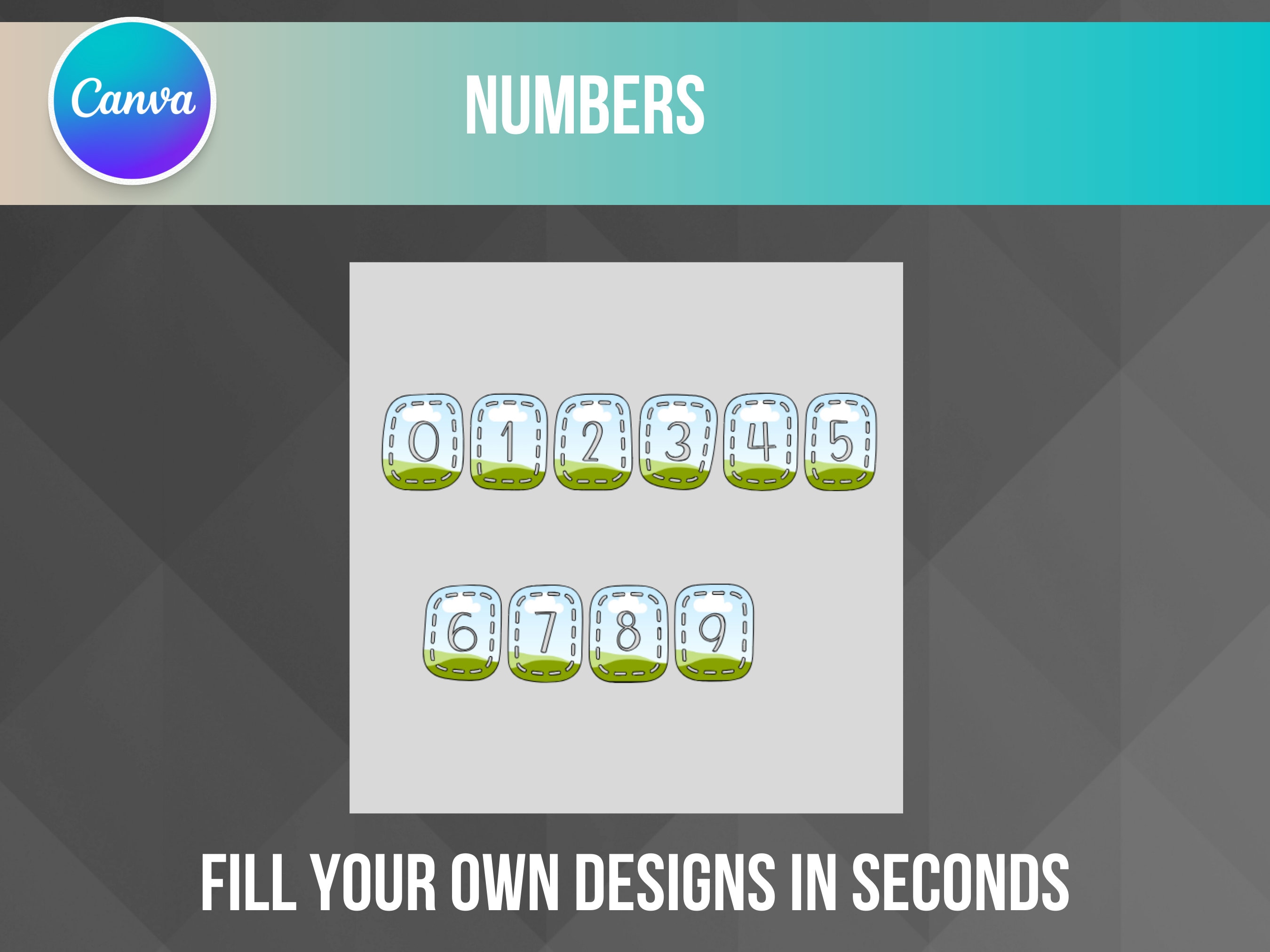 Canva Frame Numbers and Symbols, Editable Template, Canva Frame Stitch ...