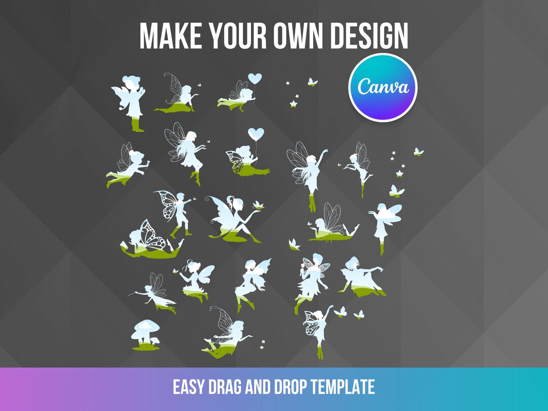 Fairy Canva Frames, Garden Fairies Bundle Canva Frame Template ...