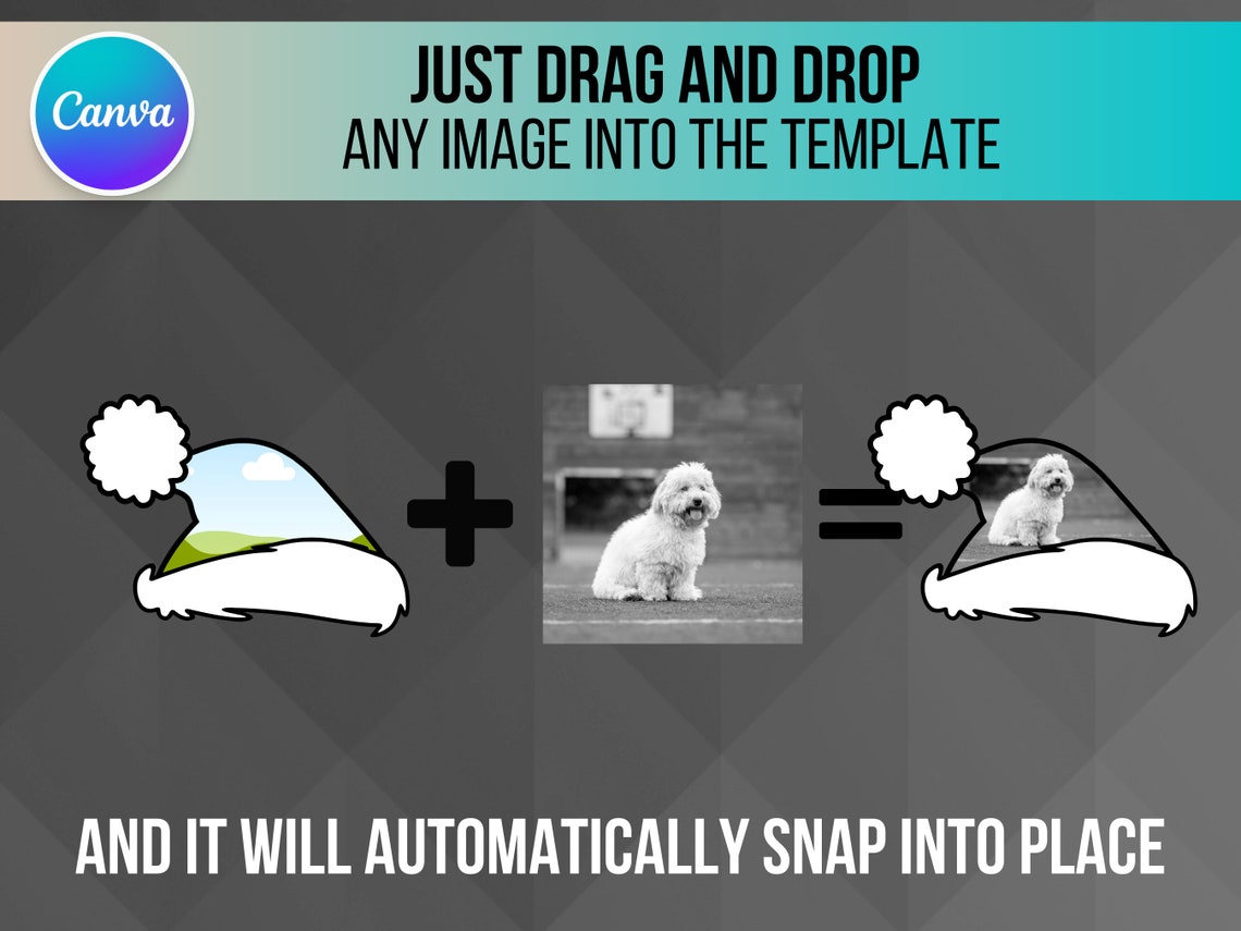 Canva Frames Santa Hat, Editable Template, Canva Frame Christmas, Fill ...