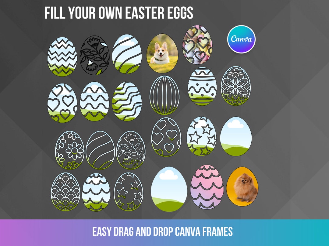 Canva Frames Easter Egg Bundle, Doodle Egg, Editable Canva Frames ...
