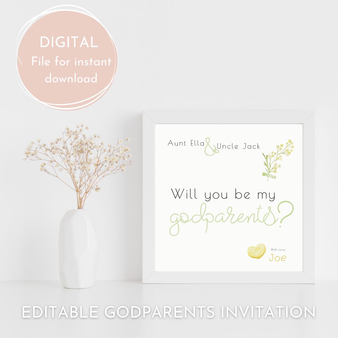 Editable Godparents Invitation on CANVA | Customize Names, Colors, Font ...