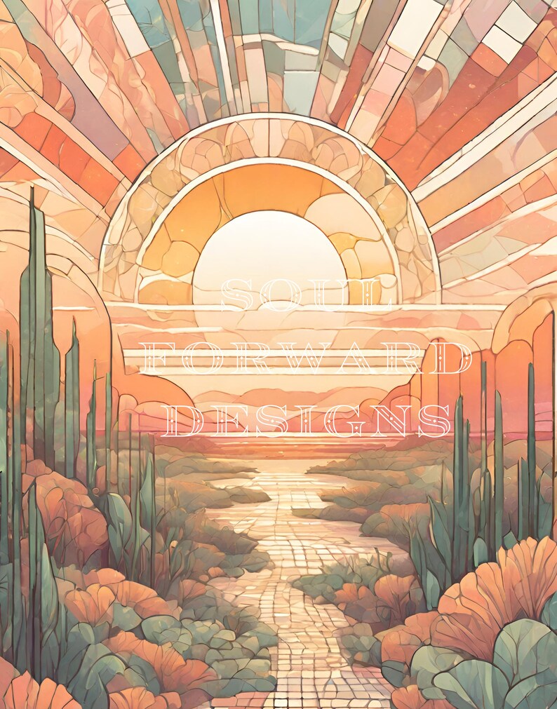 Mosaic Path Modern Art Nouveau Digital Print - 11x14 - Etsy