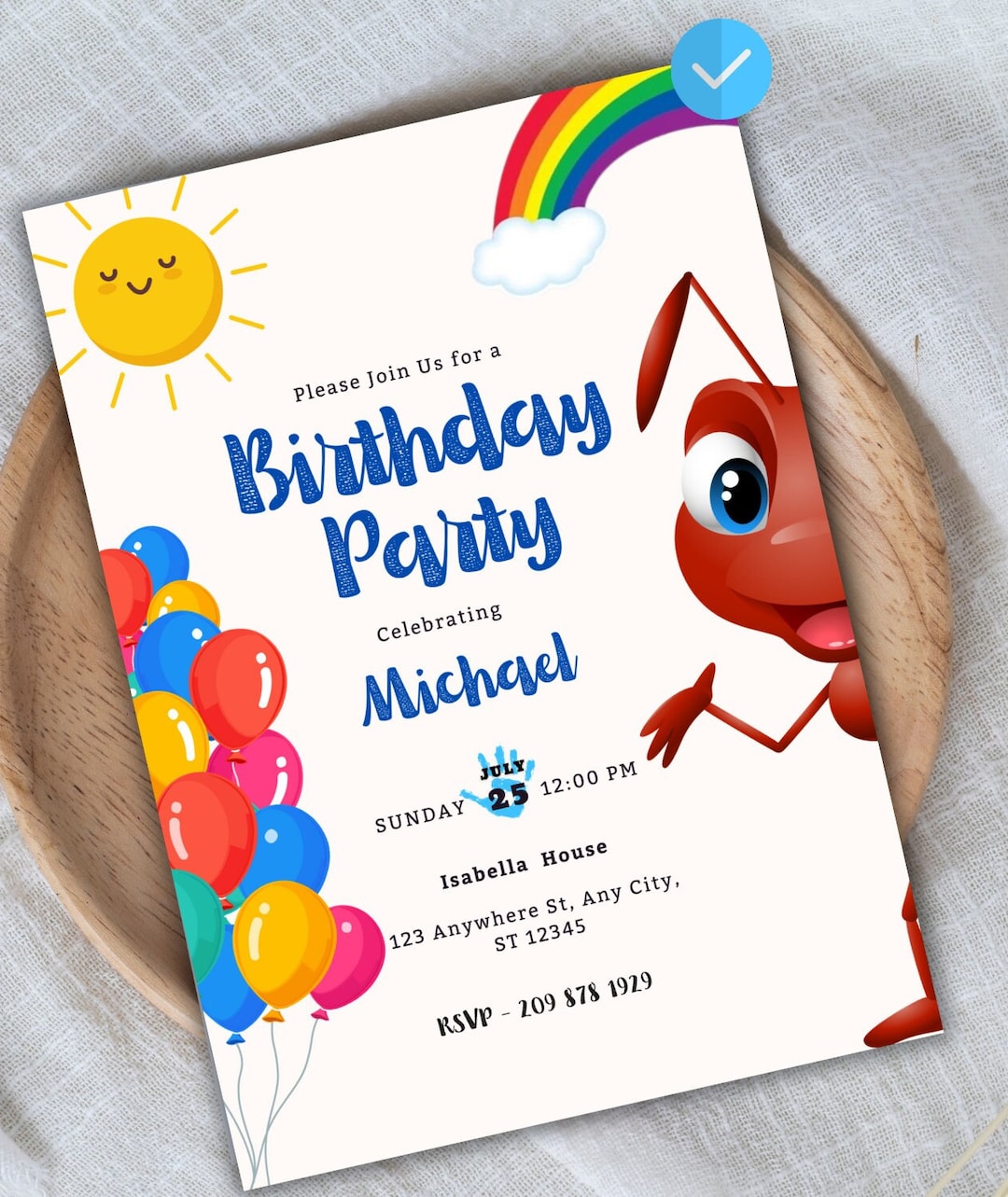 Kids Theme Invitation, Digital Birthday Invite, Party Birthday ...