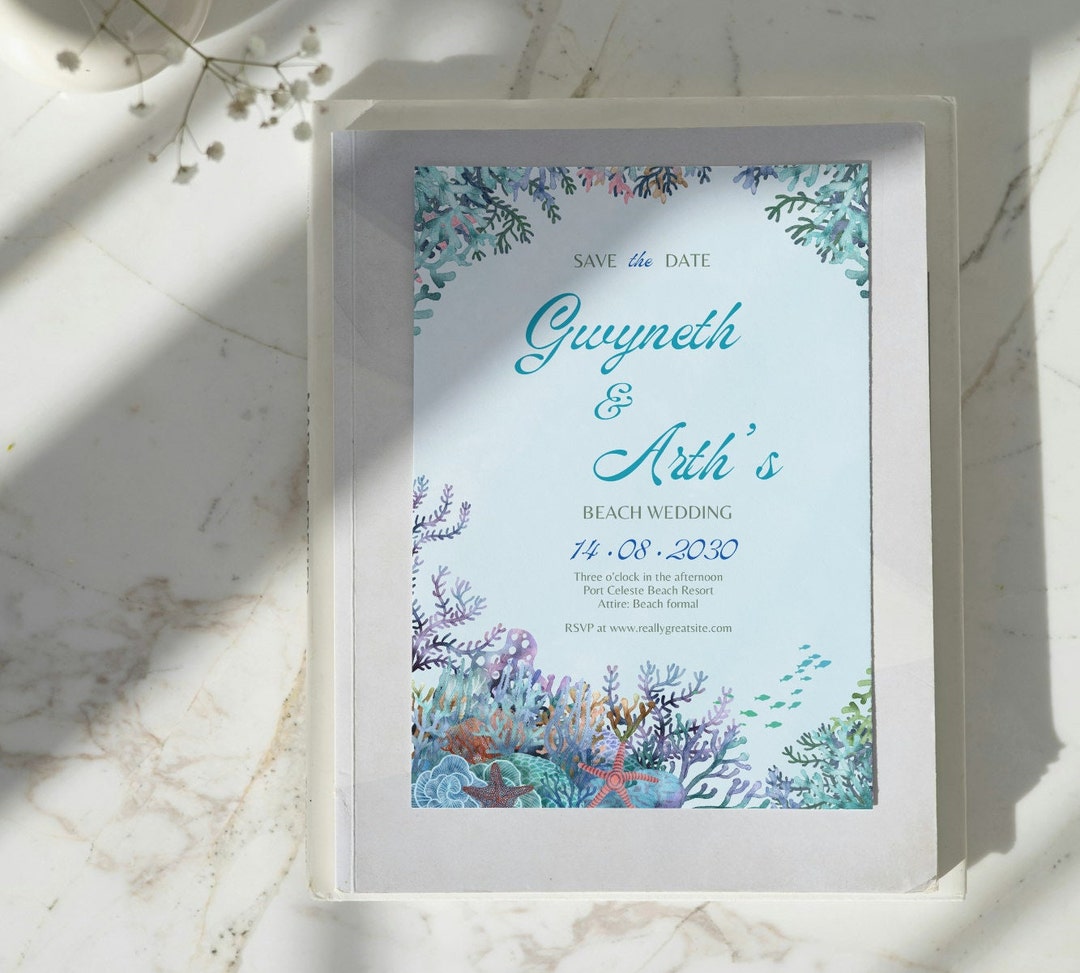 Beach Theme Invitation, Ocean Invitation, Bridal Beach Invite, Editable ...
