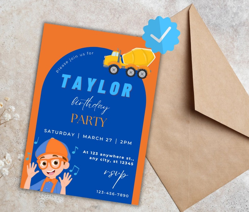 Blippi Birthday Invitation, Editable Blippi Invite, Kids Party ...