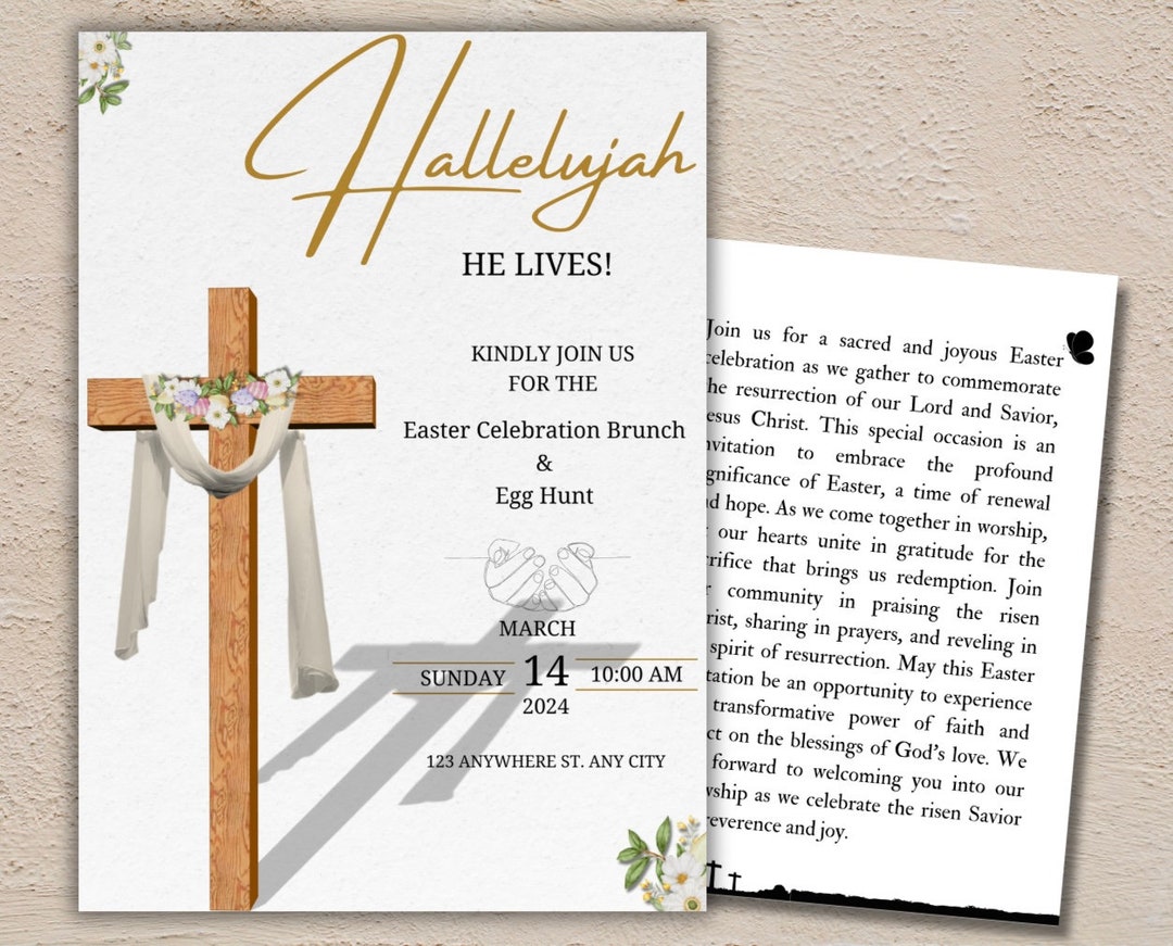 Religious Easter Invitation, Printable Egg Hunt Invitation, Download He ...