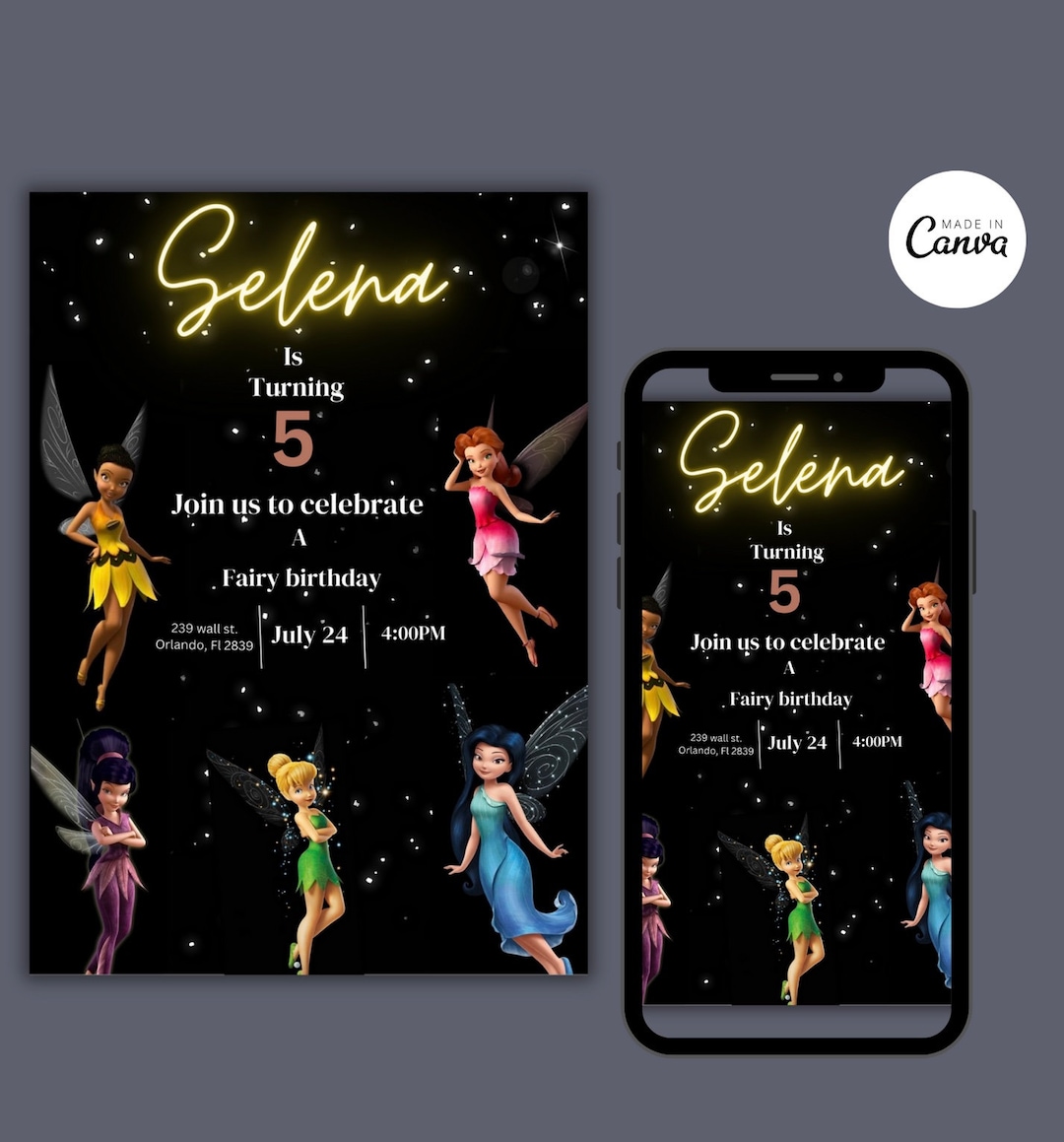 Tinkerbell Invitation, Fairy Magical Invitation, Digital Fairy ...