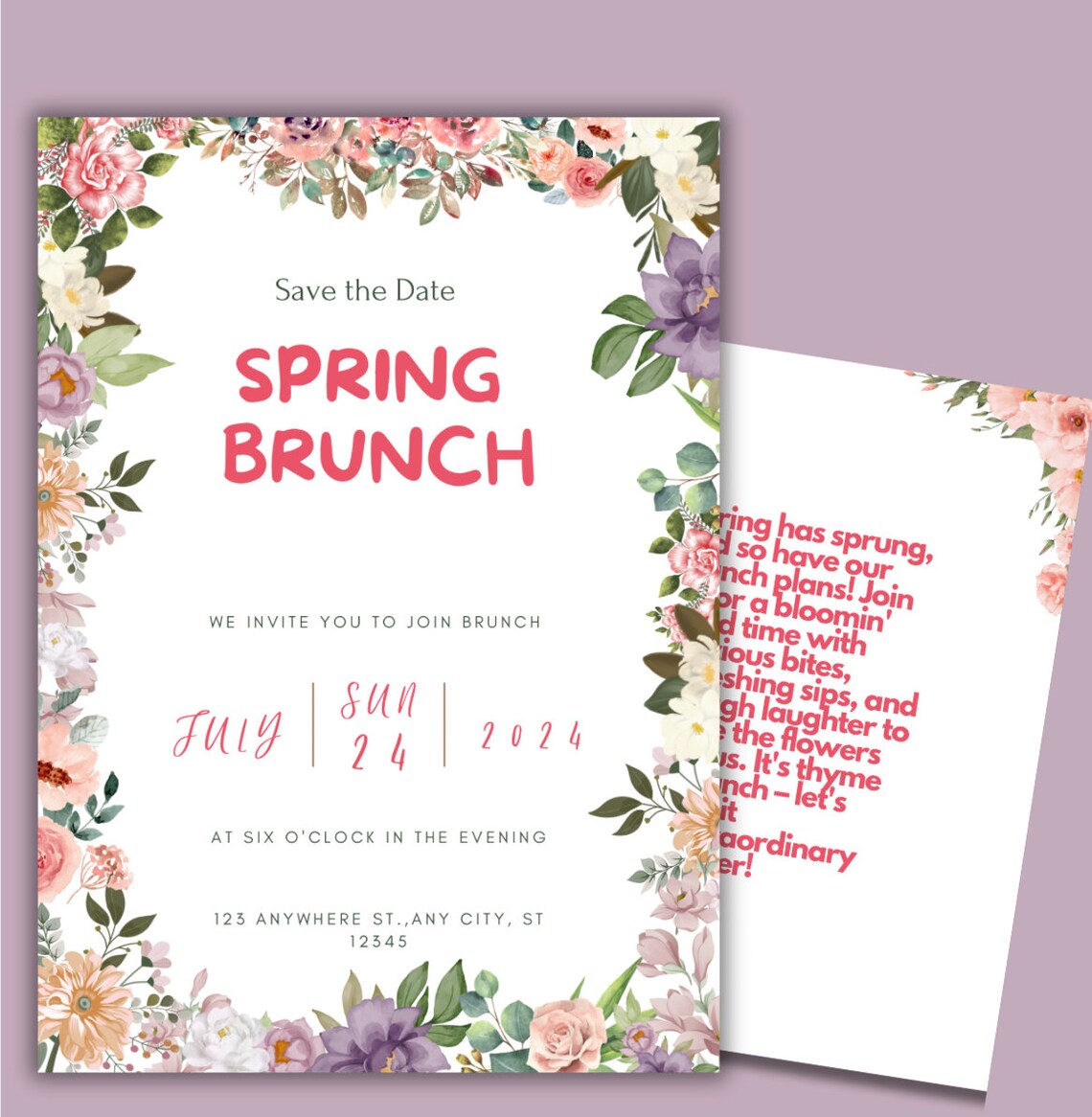 Spring Brunch Invitation, Easter Spring Brunch, Digital Invitation ...