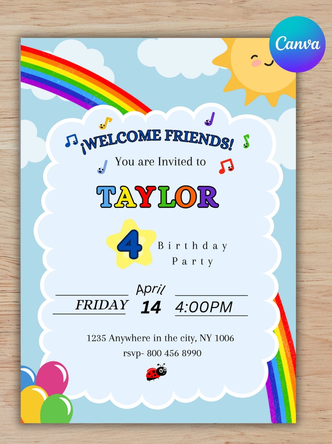 Kids Birthday Invitation, Colorful Invitation, Birthday Invite ...