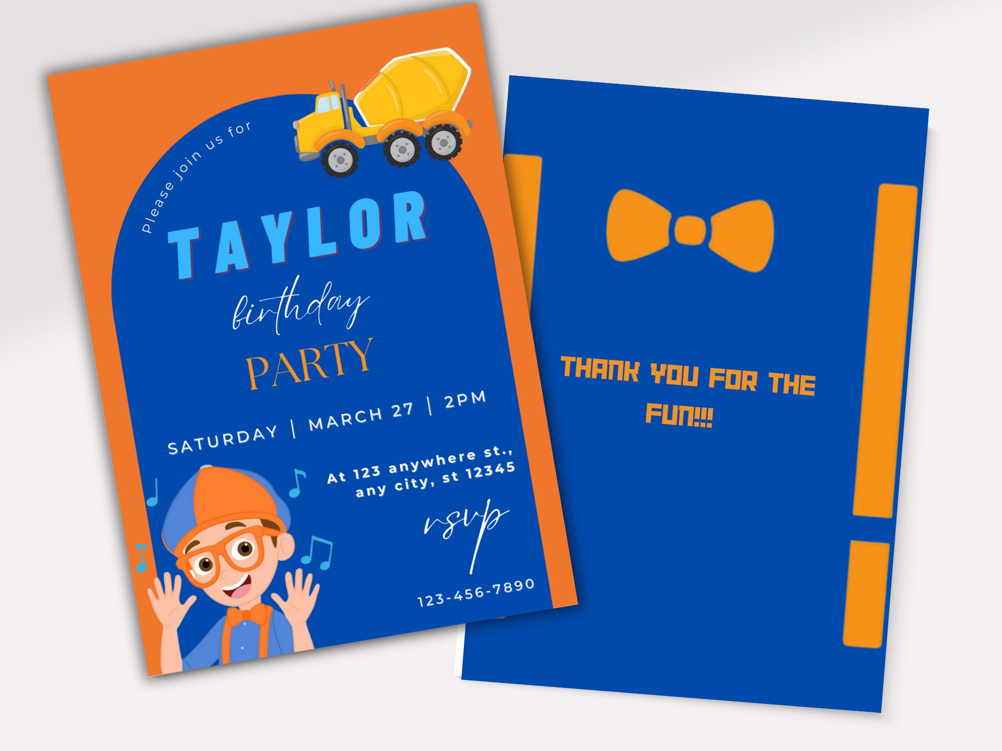 Blippi Birthday Invitation, Editable Blippi Invite, Kids Party ...