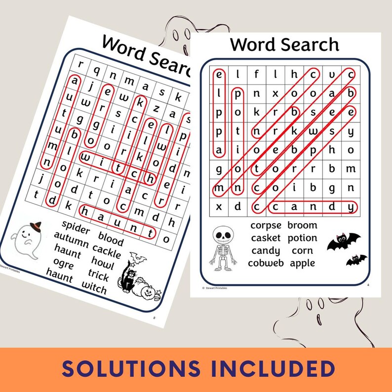 Halloween Word Search Puzzle Sheets for Kids | Instant Digital Download ...