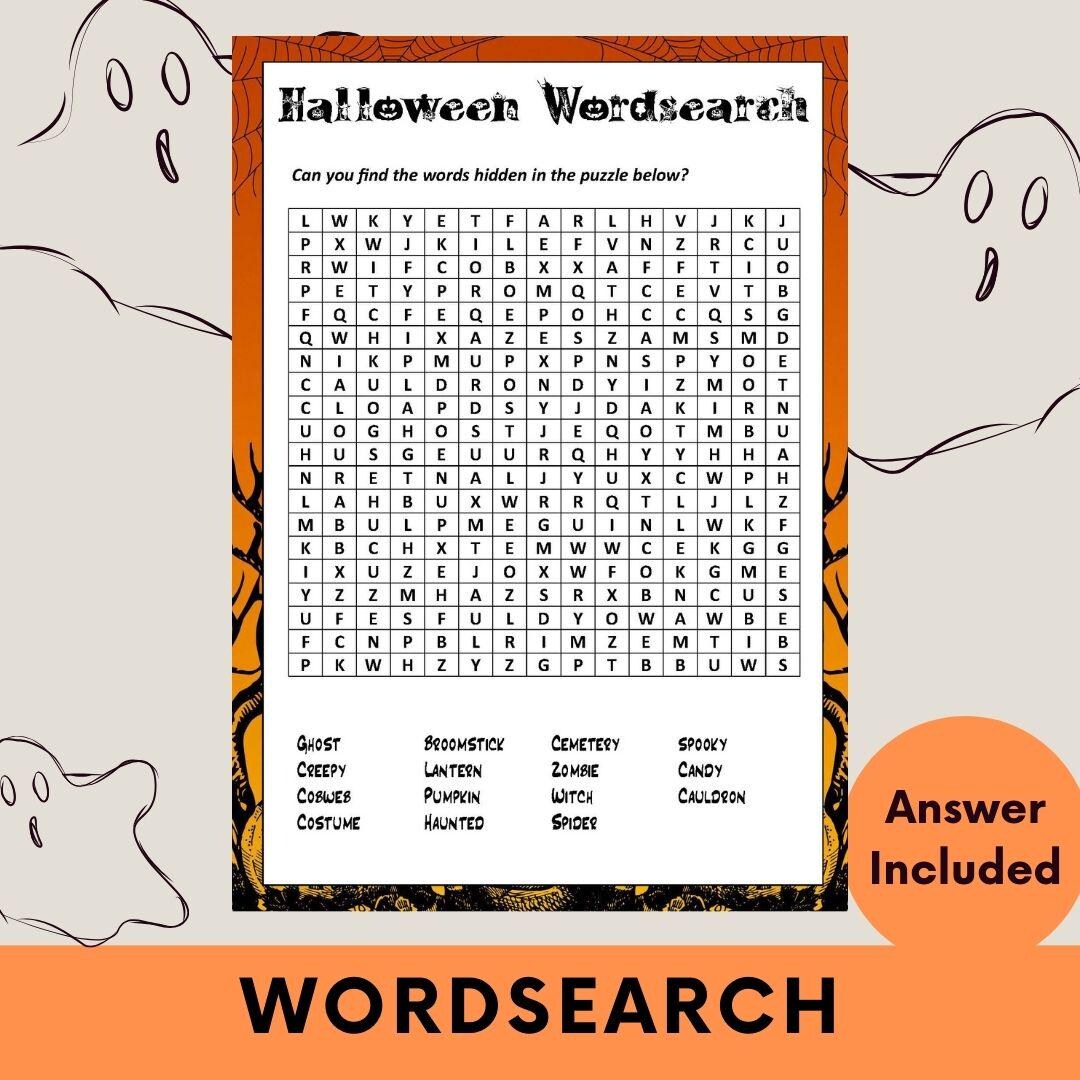Halloween Printable Word Search | Halloween Kids Game | Hunt Game ...