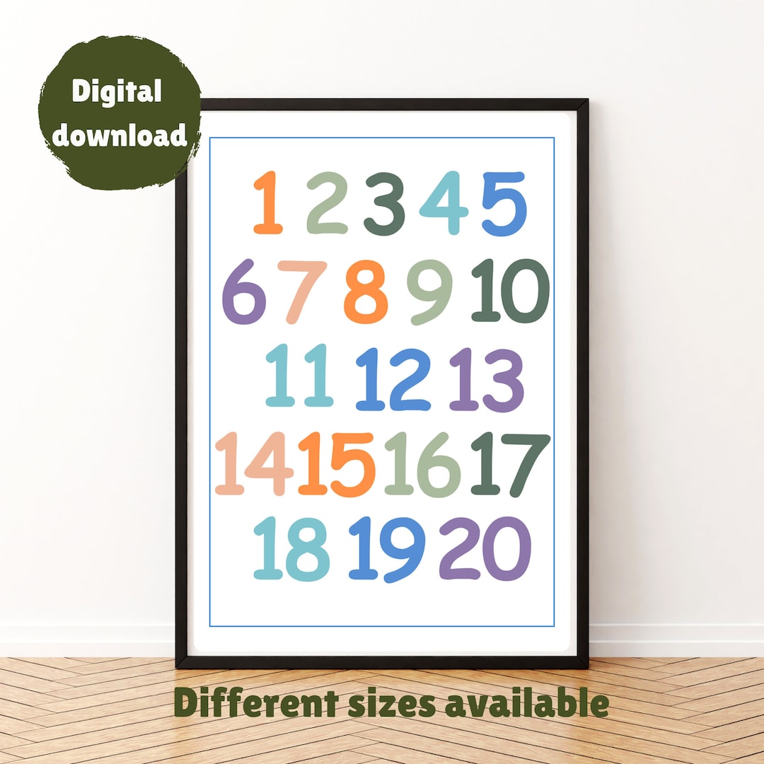 Numbers 1 - 20 Bright Poster - Math - Flash Cards - Homeschool ...