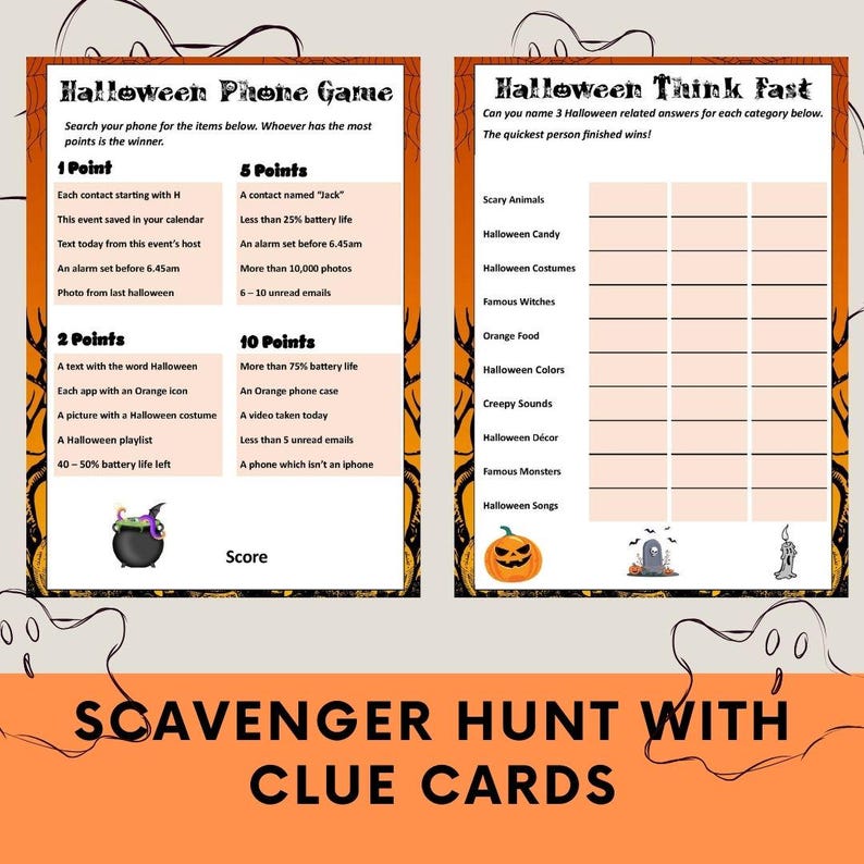 Halloween Printable 20 Game Bundle | Halloween Party Games | Games for ...