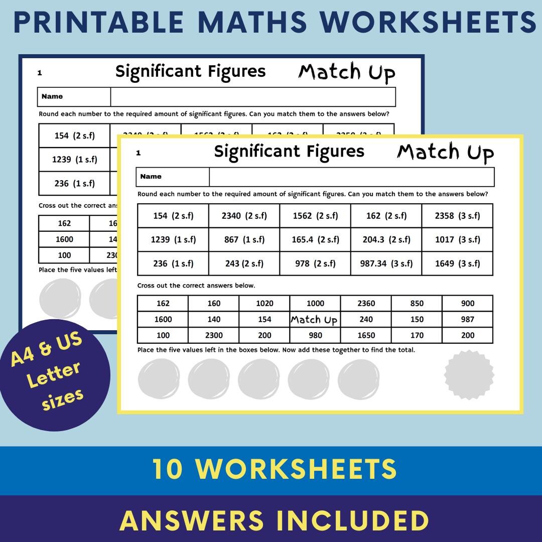 10 Printable Significant Figures Match up Worksheets, Numeracy, Match ...