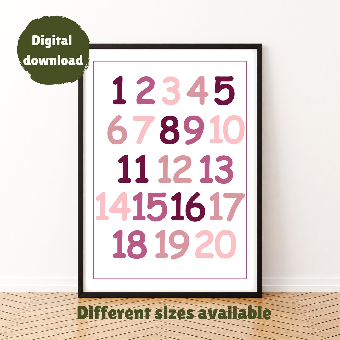 Numbers 1 - 20 Pink Poster - Math - Flash Cards - Homeschool - Numbers ...