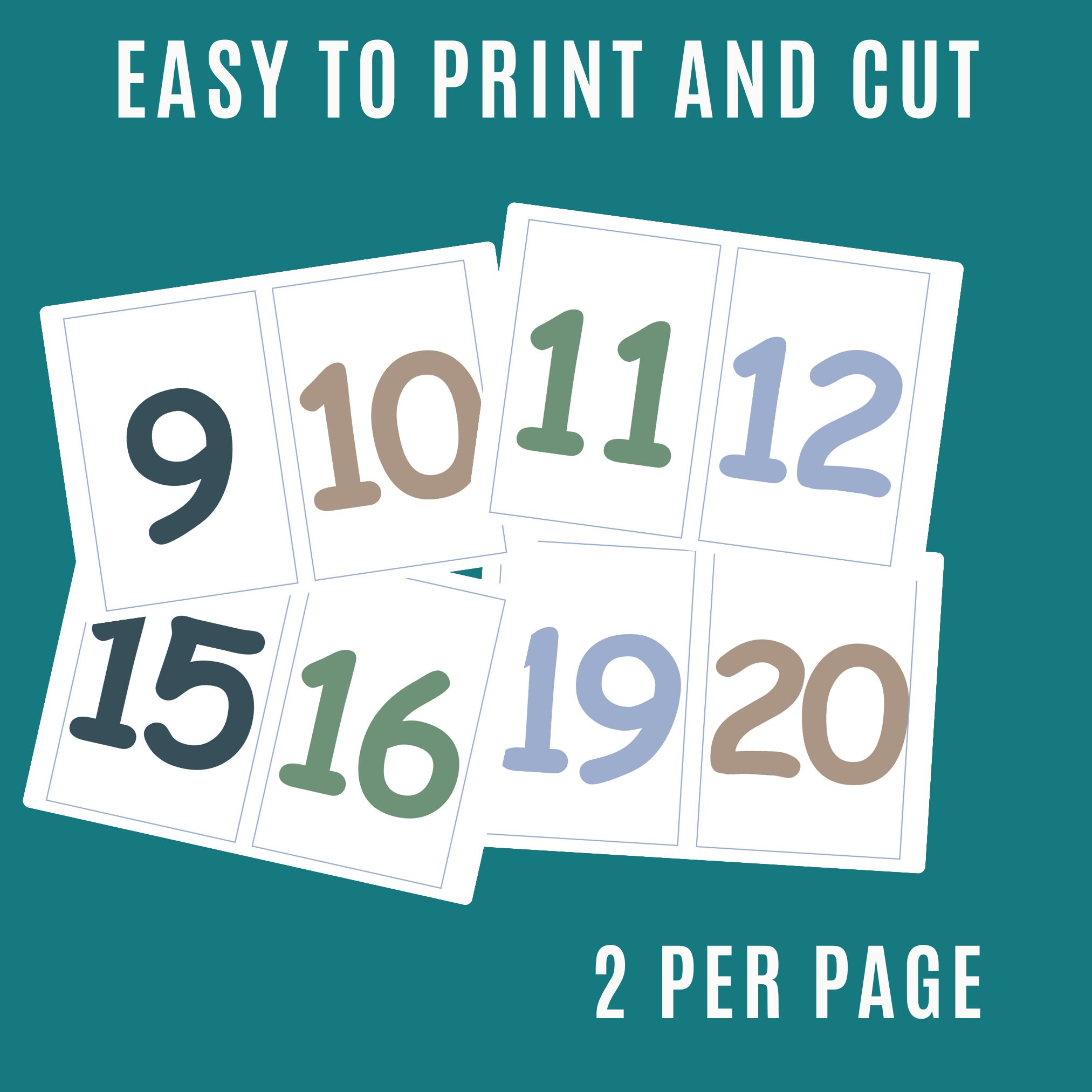 Numbers 1 - 20 Pastel Green Poster - Math - Flash Cards - Homeschool ...