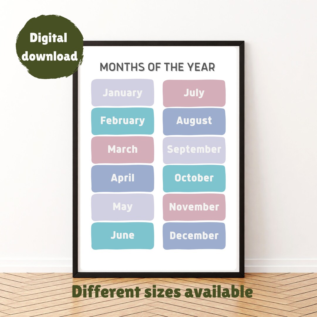 Months of the Year Pastel Poster - Educational Wall Art - Homeschool ...