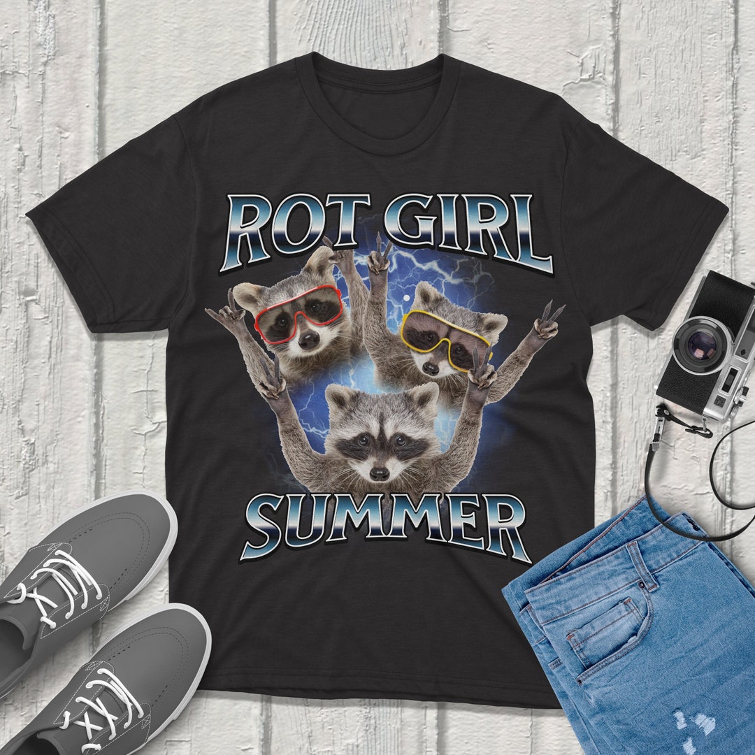Rot Girl Summer Racoons Vintage Funny Silly T-shirt Graphic Tee Silly ...