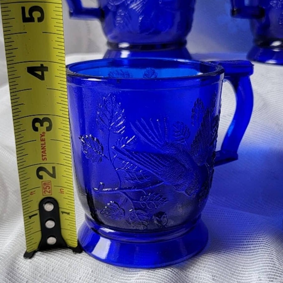 Antique Robin in Tree Cobalt Blue Mug Mosser Glass Bryce Bros EAPG ...