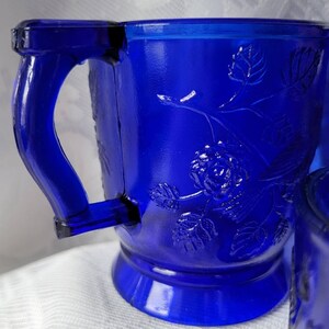 Antique Robin in Tree Cobalt Blue Mug Mosser Glass Bryce Bros EAPG ...