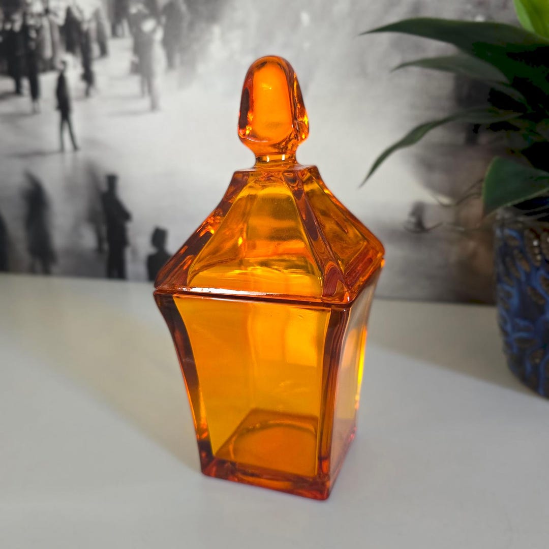 Vintage Viking Glass Lidded Cigarette Box | Persimmon Glass | Epic ...